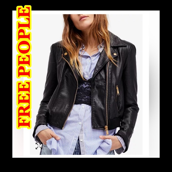 Free People | Jackets & Coats | Free People Faux Leather Bomber Jacket ...